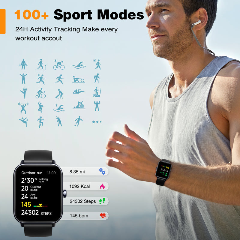 Fitpolo IDW19 Smart Watch for Men Women,1.8” Touchscreen Fitness Track
